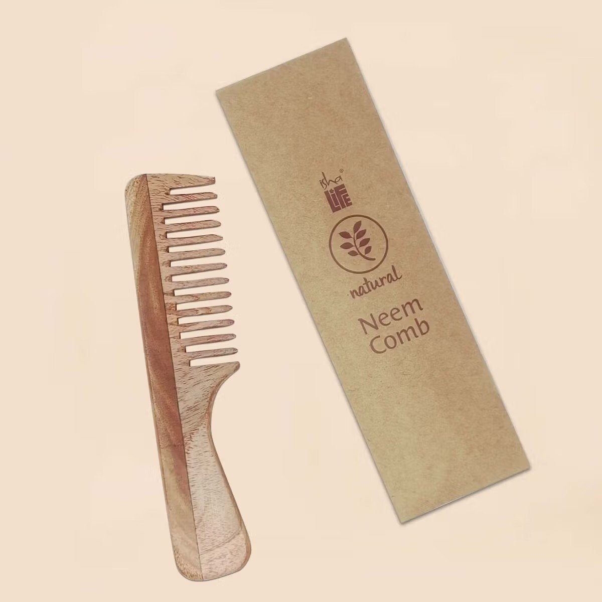Handmade Neem Wood Comb with Handle (Wider teeth) — Isha Life Malaysia